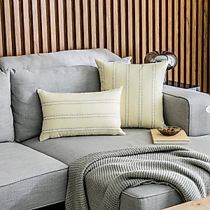 Home Brilliant Large Throw Pillow Covers, Lace Stripes Euro Sham for Outdoor Indoor Garden Patio, Set of 2, 24x24 inch(60cm), Brown