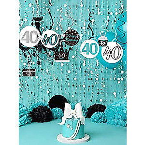 40th Birthday Decorations for Women Teal Silver Black 40th Birthday Hanging Swirls Hanging Swirls Decorations for Teal Silver 40 Years Old Party Supplies