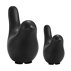 Homoyoyo 2Pcs Black Ceramic Birds Figurines, Small Animal Statues Home Decor, Modern Minimalist Animal Ornament Crafts for Home& Garden Decor