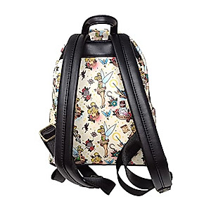 Loungefly Disney Peter Pan Tinkerbell Tattoo Print Womens Double Strap Shoulder Bag Purse