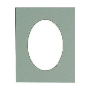 11x14 Mat Bevel Cut for 8.5x11 Photos - Precut Seafoam Green Oval Shaped Photo Mat Board Opening - Acid Free Matte to Protect Your Pictures - Bevel Cut for Family Photos, Pack of 1 Matboard Show Kit