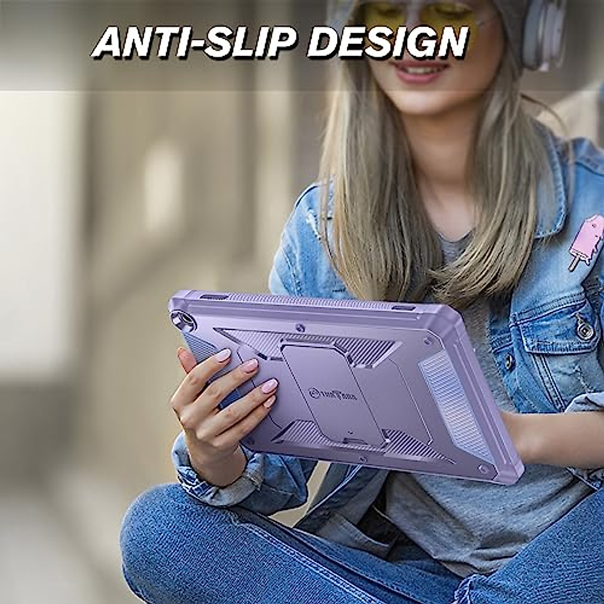 Fintie Case for Amazon Fire Max 11 (13th Generation, 2023 Release), [Tuatara] Rugged Unibody Hybrid Kickstand Cover with Built-in Screen Protector, Lilac Purple