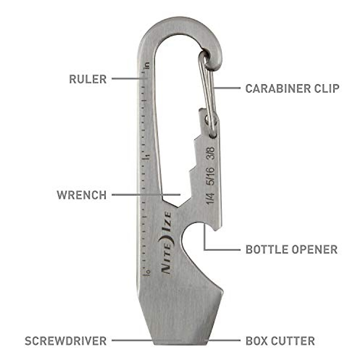 Nite Ize KMT-11-R3 Sized Easily attaches to an existing Chain or Strap DoohicKey Key Keychain Multi-Tool (1 Pack), One, Stainless