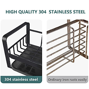 TWORIDER Kitchen Sink Caddy Sponge Holder,304 Stainless Steel Sink Caddy Sponge Holder Kitchen Sink Organizer,Sponge Holder For Kitchen Sink with Removable Drain Tray,Not Including Dispenser and Brush