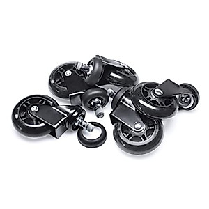 Slipstick CB690 Floor Protecting Rubber Office Chair Caster Wheels (Set ff 5), Roller Style, Universal 7/16" Stem, 3" Black Castors