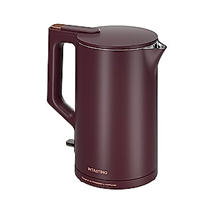 INTASTING Electric Kettle for boiling water Double Wall 100% Stainless Steel Inner 1500W Fast Heating 1.5L Hot Water Boiler Auto Shut-Off & Boil Dry Protection BPA-Free Electric Tea Kettle Red