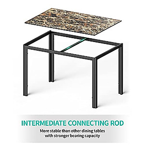 Gizoon Glass Dining Table Sets for 6, 7 Piece Kitchen Table and Chairs Set for 6 Person, PU Leather Modern Dining Room Sets for Home, Kitchen, Living Room Marble