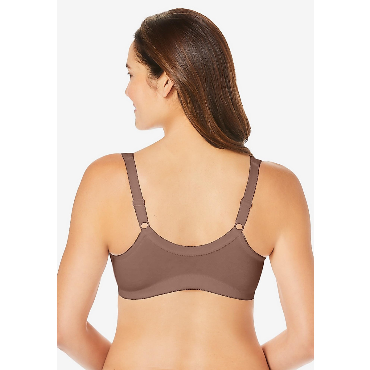 Comfort Choice Women's Plus Size 3-Pack Front-Close Cotton Wireless Bra - 40 C, Mocha Assorted