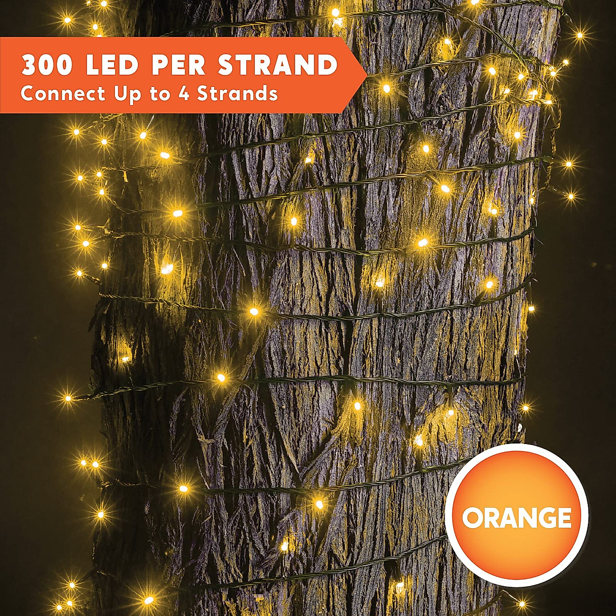 Joiedomi 300 LED Orange Halloween String Lights with 8 Modes 98.1FT Green Wire for Indoor Outdoor Holiday Décor Halloween Event Decoration, Tree, Eaves, Haunted House Theme Party
