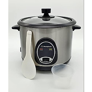 Westinghouse 220 Volt Rice Cooker 10 Cup, Non Stick Cooking Pot, Measuring Cup, Keep Warm Function-Stainless Steel-700W (NOT FOR USE IN USA)