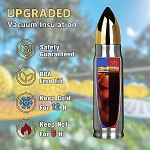 NAMRIST Pickleball Bullet Tumbler 17oz Stainless Steel Vacuum Insulated Sports Tumblers Double Wall Thermal Flask Travel Cup Gifts for Dad Husband Boyfriends Women Birthday