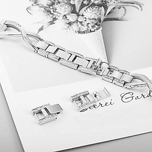 Sankel Bling Bands Compatible for Samsung Galaxy Watch 7 6 5 4 Band 40mm 44mm, Galaxy Watch 5 Pro 45mm/6 4 Classic 42mm 46mm 43mm 47mm/Active 2, 20mm Stylish Metal Wristband Women (Silver)