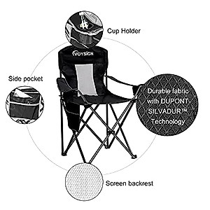 VOYSIGN Mesh Folding Camping Chairs for Adults, Oversized Portable Outdoor Chairs, Weight Capacity 325 lbs with Cup Holder, Storage Pocket, Carry Bag