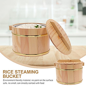1 Set Cask Rice Cask Stainless Steel Containers Salad Containers Cake Containers with Lids Rice Storage Container Sushi Oke Rice Bowl Wooden Container with Cover Wooden Rice Bucket