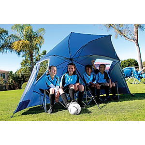 Sport-Brella Super-Brella SPF 50+ Sun and Rain Canopy Umbrella for Camping, Beach and Sports Events (8-Foot, Blue)