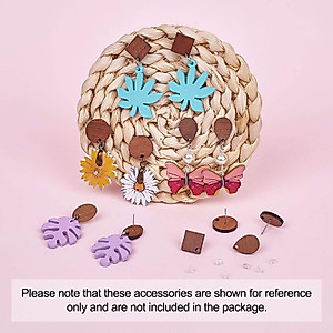 FASHEWELRY 16Pcs Wood Post Stud Earrings with Loop Teardrop Rhombus Flat Round Oval Shape Stud Earring Findings with Safety Earring Backs for Women Dangle Earring Jewelry Making