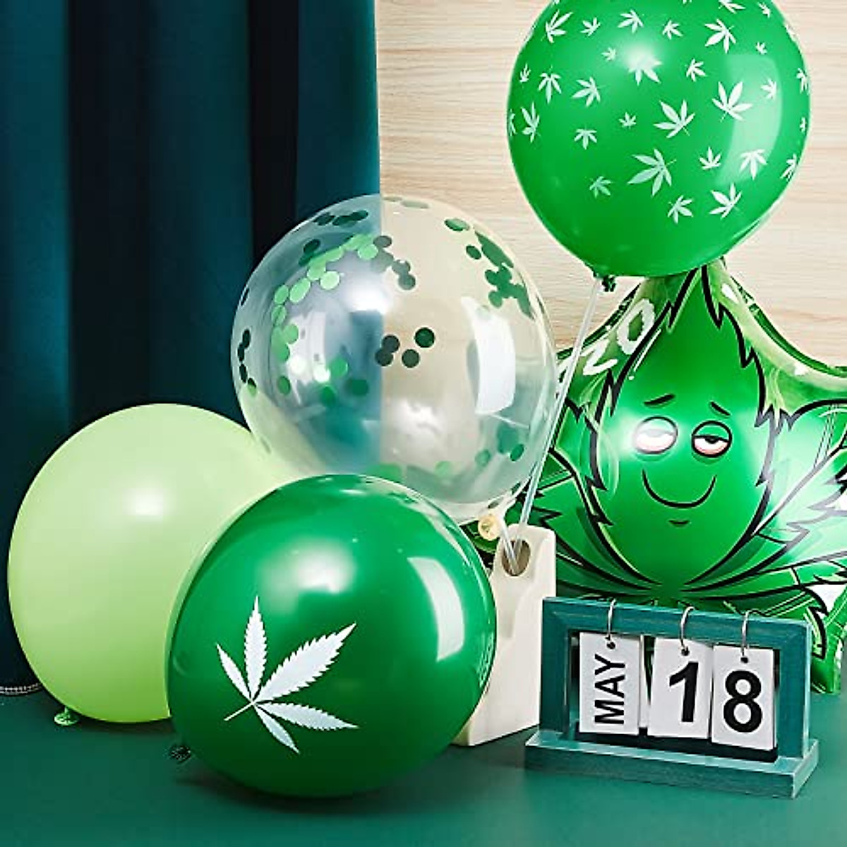 48 Pcs Weed Balloons Pot Leaf Party Decorations Pot Leaf Latex Balloons Weed Decor Pot Leaf Shape Foil Balloons Green Confetti Balloon Weed Print Gifts for Summer Hawaii Style Tropical Party Supplies