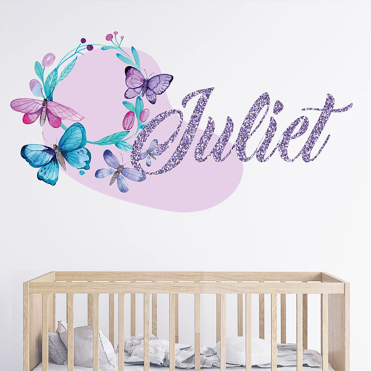 Name Wall Decals for Girls - Butterfly Decals for Wall - Butterfly Garland Decorations - Butterfly Decor for Girls Bedroom - Butterfly Stickers for Walls - Baby Girl Nursery Wall Decor - Girl Room