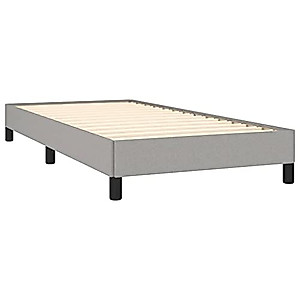 vidaXL Bed Frame Home Indoor Bedroom Bed Accessory Wooden Upholstered Single Bed Base Furniture Light Gray 39.4"x79.9" Twin XL Fabric