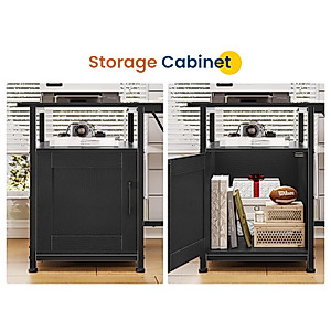 UPOSOJA 67in L Shaped Computer Desk with Power Outlets, 90.5in Long Home Office Desks with 2 Monitor Stands, 2PC Small Corner Table, Storage Cabinet Rack Drawers(Black)