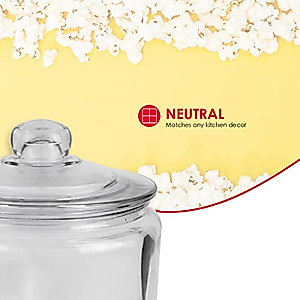 Home Basics Large Kno Renaissance Collection Glass Jar Round Container with Easy Grab Knob Handles (Clear) for Kitchen, Bathroom, Laundry, Craft, Office