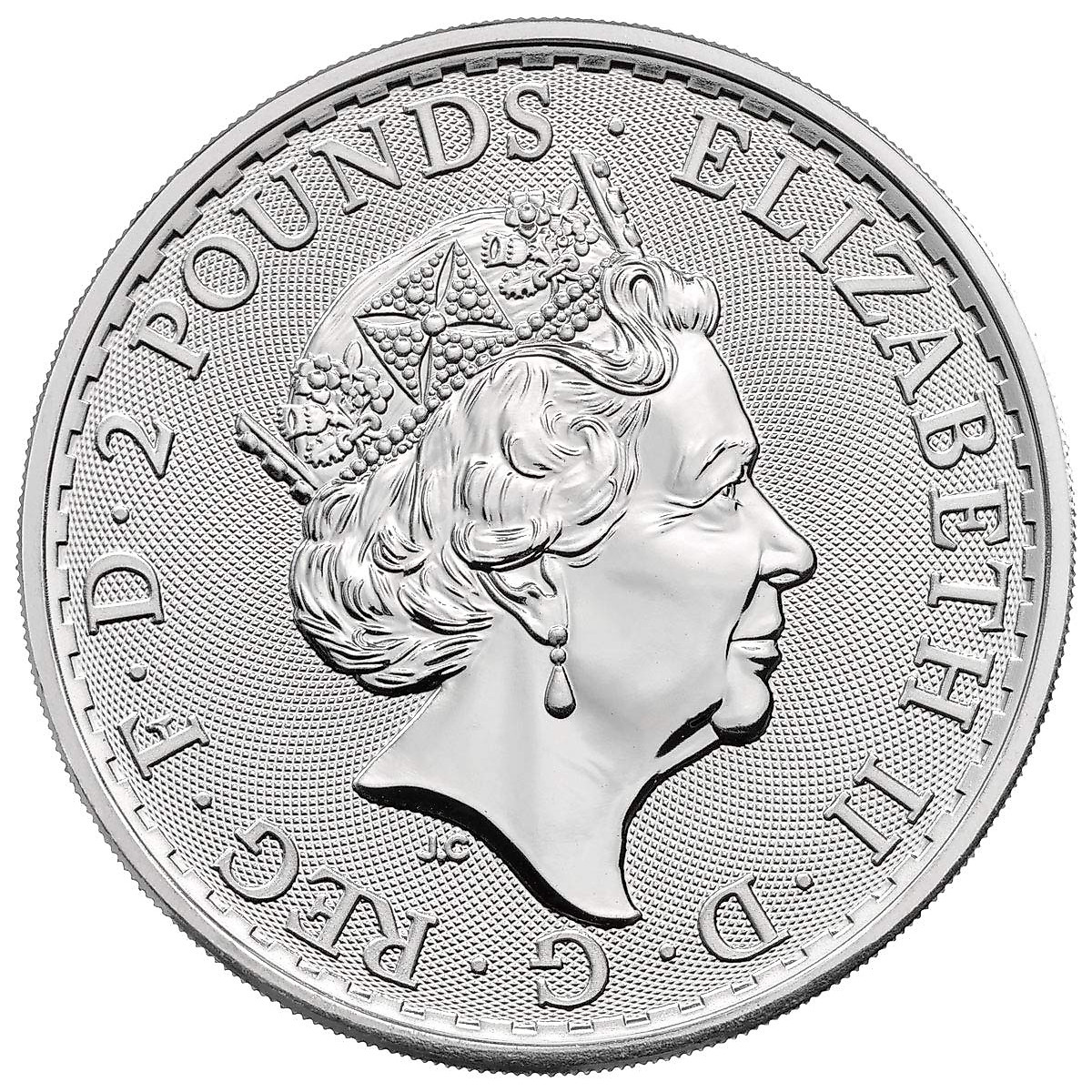 2022 UK 1 oz British Silver Britannia Coin Brilliant - Queen Elizabeth II on Obverse Pound Uncirculated
