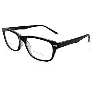 In Style Eyes Seymore Retro Bifocal Cheaters Reading Glasses - Full-Rimmed Classic Oval Acetate Frame - Non-Progressive Lens - Clear Black - 3.25x
