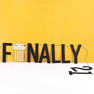 Party101 Finally 21 Banner - Black & Gold 21st Birthday Decorations - 21 Birthday Decorations for Him/Her - 21st Birthday Banner - Happy 21st Birthday Decorations for Him/Her (Pre-Strung)