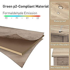 JAXPETY Set of 2 Wood Nightstand, Bedside Table with Drawer, Bedside Furniture, Night Stand, End Table, Side Table with Solid Wood Legs for Home Bedroom(Grey)