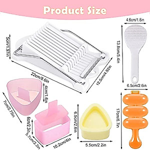 6 Pcs/Set Spam Musubi Maker Mold Press (Non Stick) with Luncheon Meat Slicer Kit Sushi Shake Rice Ball Mold Onigiri Mold Sushi Making Tool Egg Slicer Hot Dog Cutter for Kitchen