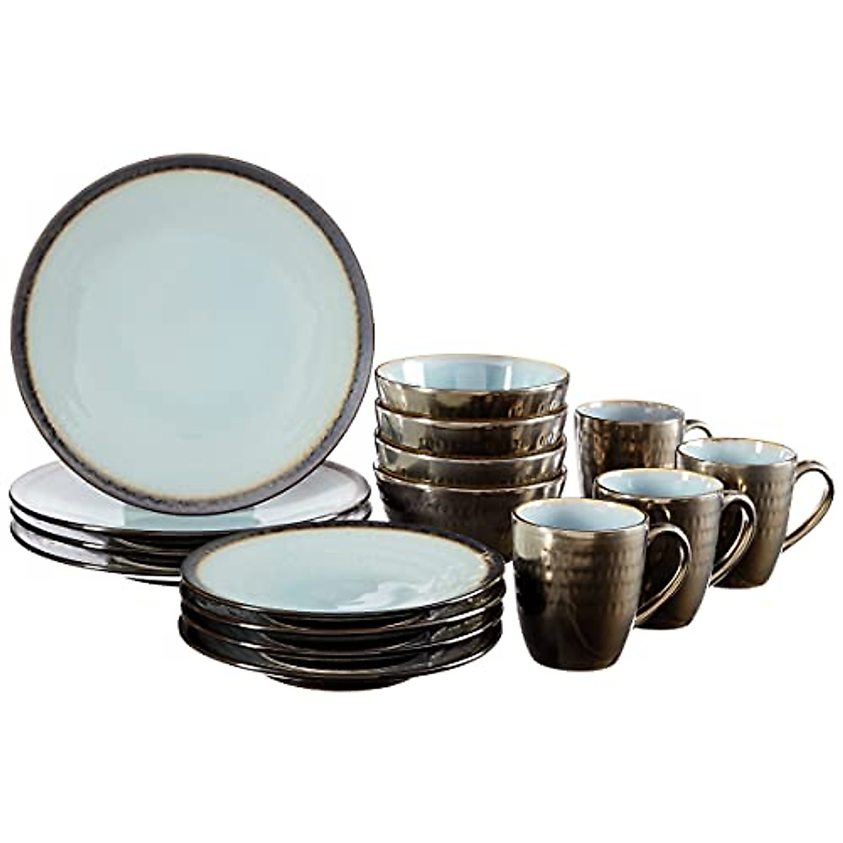 Gourmet Basics by Mikasa Anastasia Dinnerware Set (Service For 4), Blue