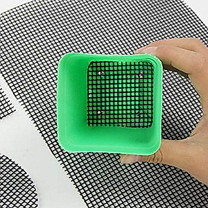 Lainrrew 50 Pcs Flower Pot Hole Mesh Pad, Square Bonsai Mesh Drainage Screens Bonsai Pot Bottom Grid Mat Drainage Mesh Hole Screen, Gardening Gifts for Women, 2 Inch