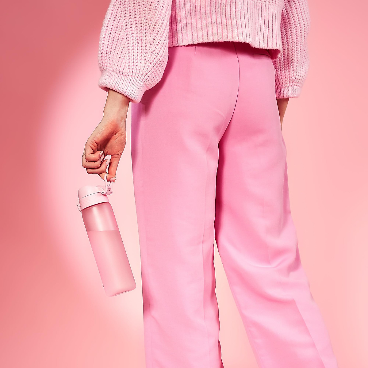 ION8 Water Bottle, 500 ml/18 oz, Leak Proof, Easy to Open, Secure Lock, Dishwasher Safe, BPA Free, Hygienic Flip Cover, Carry Handle, Fits Cup Holders, Easy Clean, Odor Free, Carbon Neutral, Rose Pink