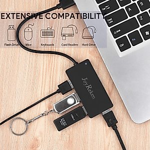 USB 3.0 Hub, JoyReken Ultra Slim 4-Port USB 3.0 Data Hub Portable Super Speed for MacBook, Mac Pro/Mini, iMac, XPS, Surface Pro, Notebook, PC, USB Flash Drives, Mobile HDD, and More[Upgraded]