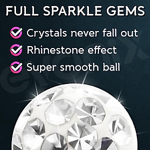 Evonix 2pc 16g Curved Barbell 10mm Crystal Nipple Ring Cartilage Rook Daith Eyebrow Helix Blue Zircona