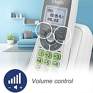 VTech CS6124 DECT 6.0 Cordless 2K DCI 1080p Phone with Answering System and Caller ID/Call Waiting, White with 1 Handset