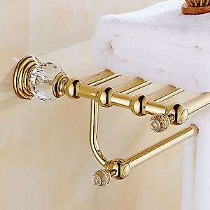 Sharunec Towel Rack for Bathroom and Lavatory,Wall Mount Tower Holder Towel Hanger with Double Towel Bars,SUS 304 Stainless Steel,Gold