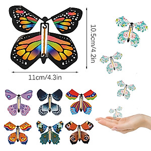 Chenkaiyang 40 Pcs Magic Flying Butterfly, Fairy Flying Toys Rubber Band Powered Wind Up Flying Butterfly Flying Butterfly Cards Butterfly Toy for Book Card Birthday Surprise Gift (20 Styles)