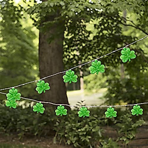 Shamrock String Lights, 8.5Ft St Patrick's Day Decorations String Lights with 10 Clover Lights, Connectable Shamrock Indoor Fairy Lights for St Patrick's Day Party Irish Holiday Garden Decor, White