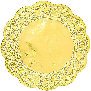 Juvale Lace Paper Doilies, Gold Placemats (12x12 in, 100 Pack)