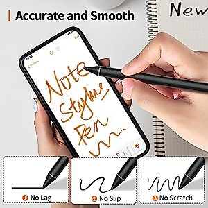 Stylus Pens for Touch Screens, Stylus Pen for iPad with Fine Point Tip & Magnetic Cap, Compatible with iPad, iPhone, Android, Tablet and Other Capacitive Touch Screen for Drawing (Black)