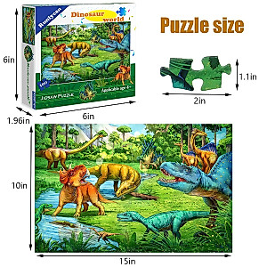 Puzzles for Kids Ages 4-8 Year Old 100 Piece Dinosaur Jigsaw Puzzle for Toddler Learning Preschool Educational Puzzles for Boys and Girls Toys Gift