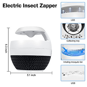 Hodiax Nap n Trap! Mini Indoor Mosquito Killer, Insects and Fly Trap with USB Power Cord, Desktop Small Non Zapper for Pest Control with LED Night Light (2 Pack)