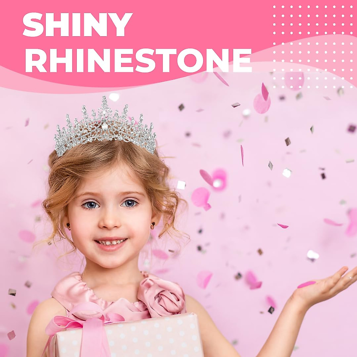 Papoopy Tiara Crown for Women, Headband Hair Accessories for Birthday Wedding Party Costume (Silver)