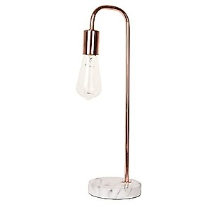 Catalina 20458-001 Modern Minimalist Sleek Faux Marble Table Lamp, 19", Rose Gold