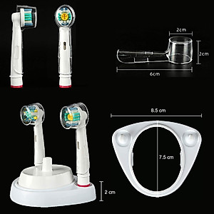 Electric Toothbrush Head Holder/Toothbrush Charger Base Stand for Oral-B and 4pcs Round Toothbrush Head Cover