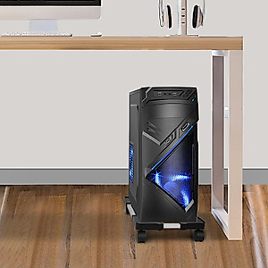 BORROW SKY Computer Tower Stand, Adjustable PC Stand with 4 Rolling Caster Wheels, 60lbs Load Capacity, CPU Stand Fits Most PC, Under Desk Tower Stand for Gaming, Office PC Tower