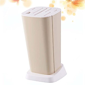 Universal Knife Block Plastic Block Without Knives: Kitchen Counter Universal Holder Modern Blocks Storage Organizer for Home Kitchen Restaurant Beige Knife Inserted Holder