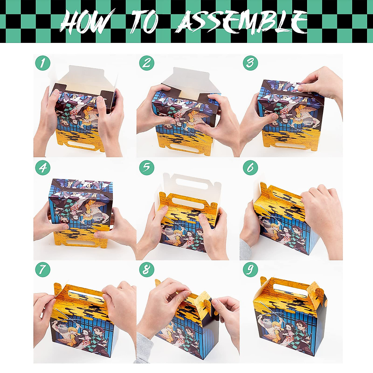 Birthday Party Supplies, 100Pcs Party Favors, Include 10 Gift Case,10 Bracelets,10 Button Pins, 10 Silicone Wristband, 10 Key Chains and 50 Stickers for Kids Anime Themed Party