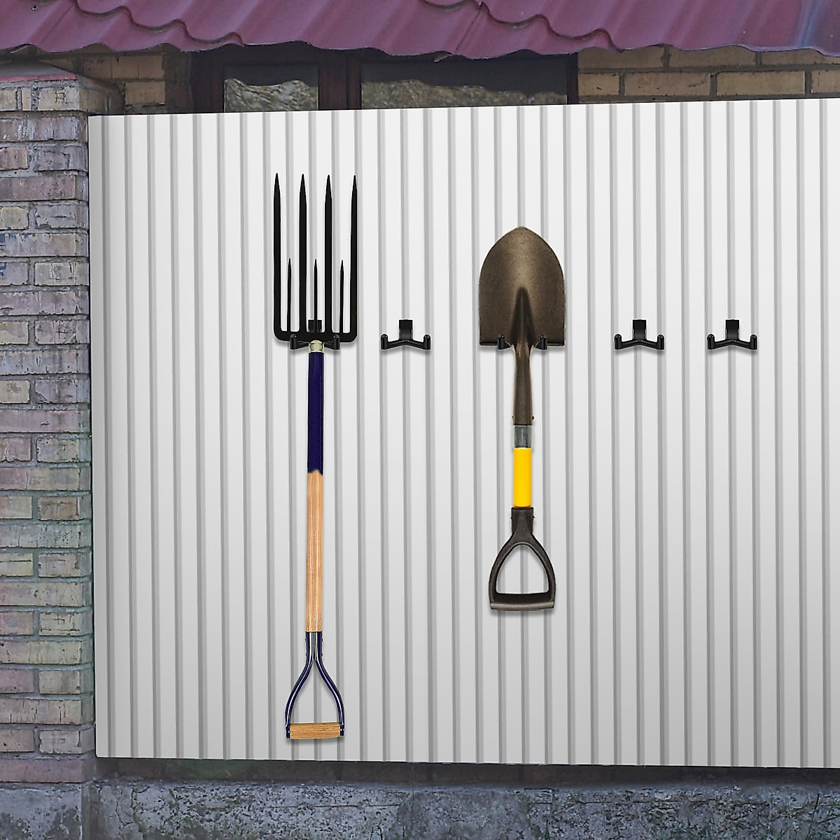 FALESOUL 5 Pcs Tool Hook Compatible with Lifetime Shed Accessories Shed Organization for Shovels Rakes Knives Scissors Power Tools, NOT Work on Any Sheds with Horizontal Siding